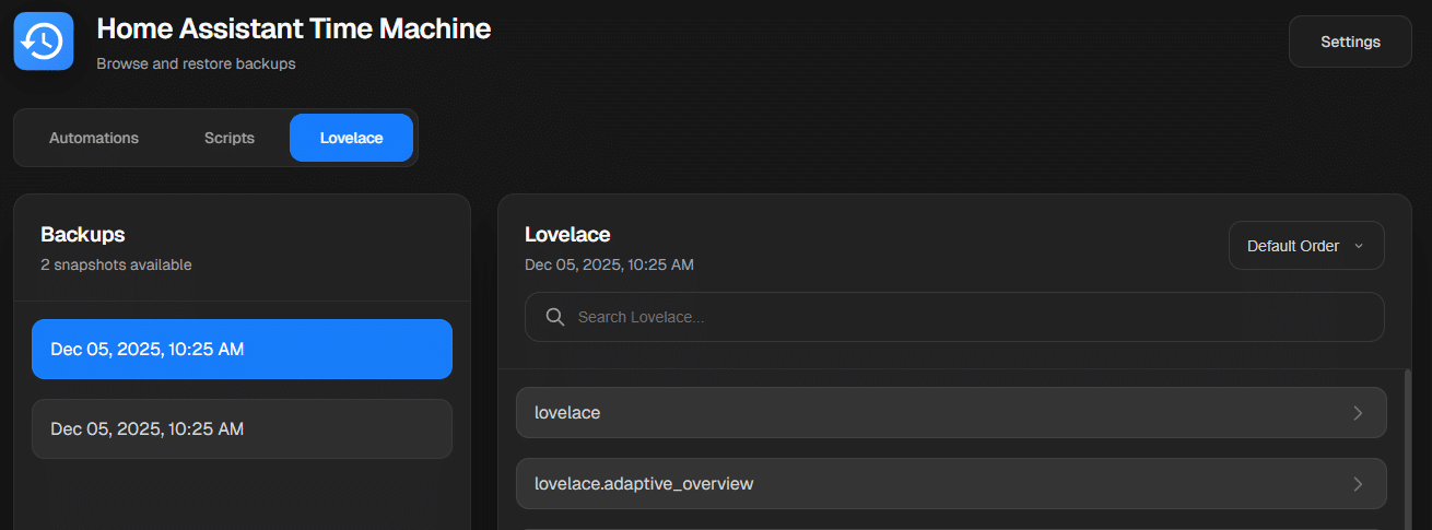 Using Home Assistant Time Machine to Back Up and Restore Dashboards ...